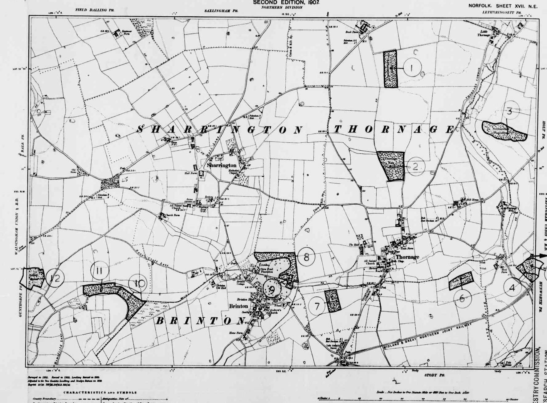 Detailed Old Map of norfolk Ordnance Survey (OS) Map Sheet 17 NE (Sheet ...