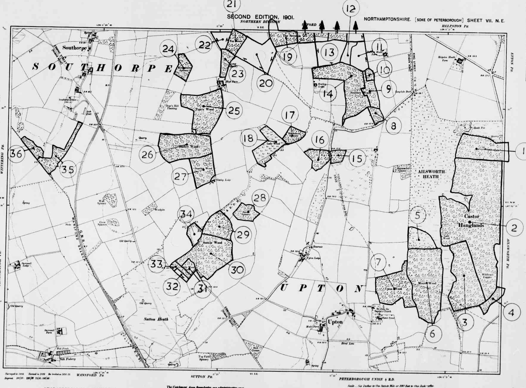 Detailed Old Map of northamptonshire Ordnance Survey (OS) Map Sheet 7 ...