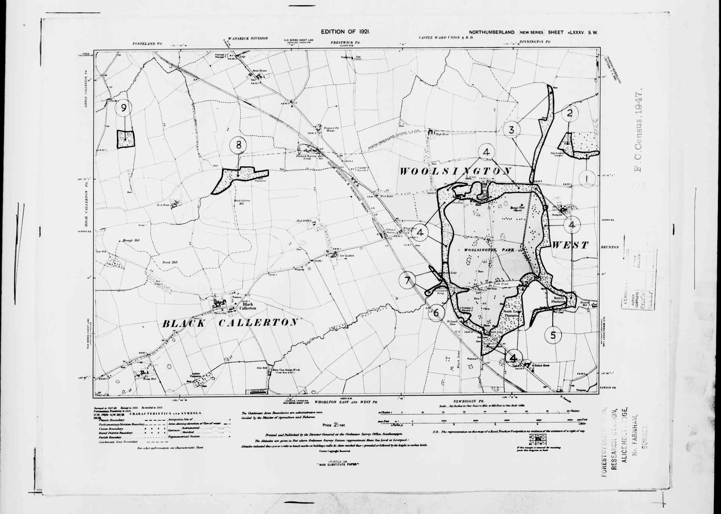 Detailed Old Map of northumberland Ordnance Survey (OS) Map Sheet 85 SW ...
