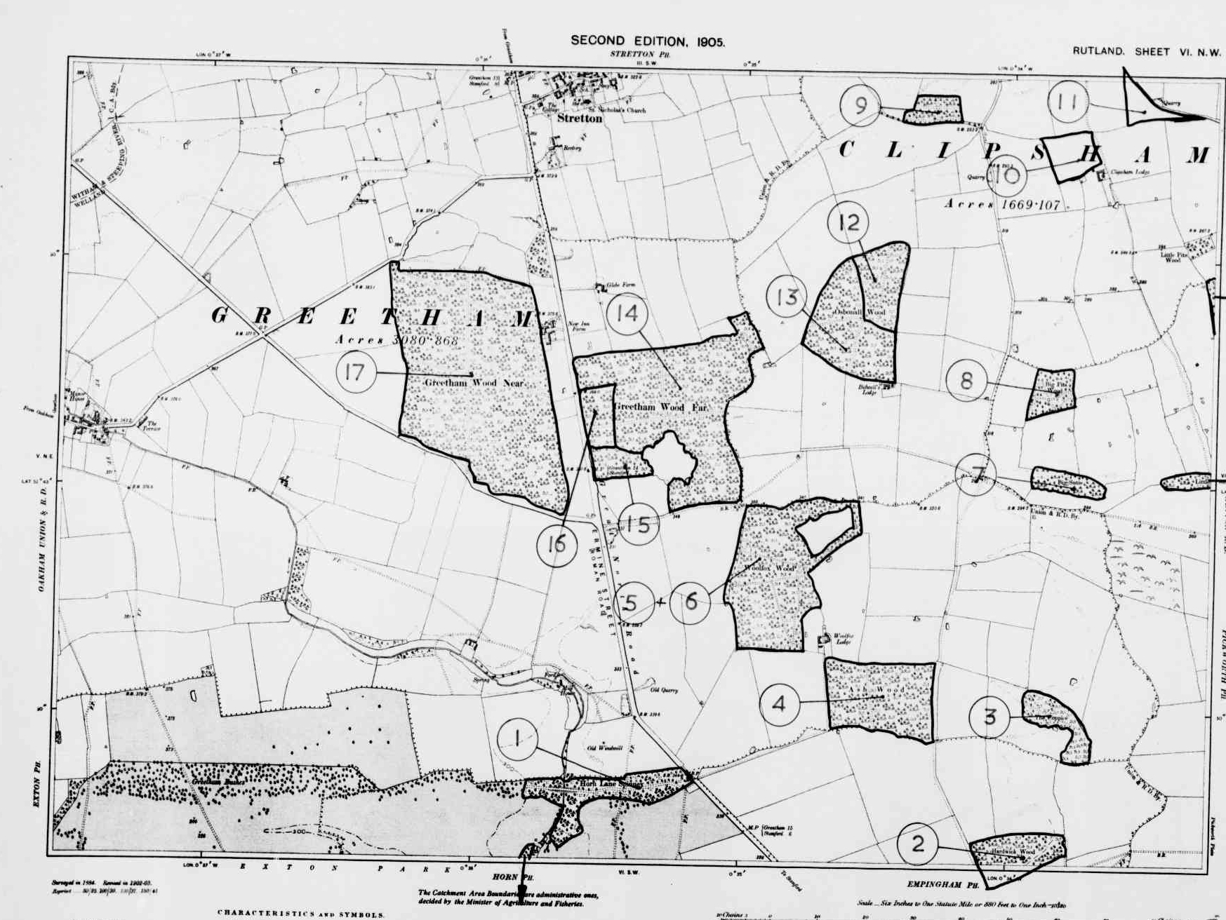 Detailed Old Map of rutland Ordnance Survey (OS) Map Sheet 6 NW (Sheet ...
