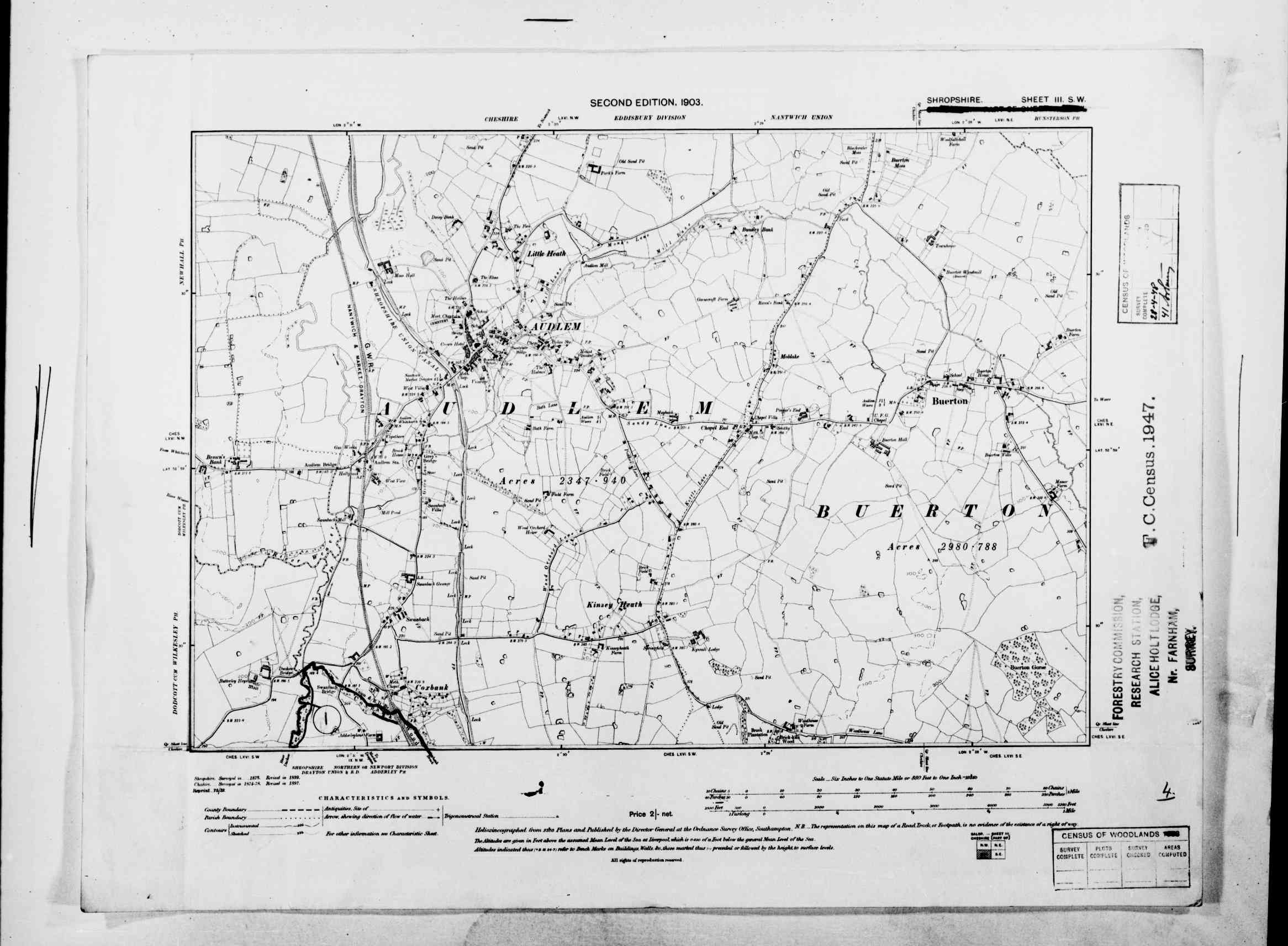 Detailed Old Map of shropshire Ordnance Survey (OS) Map Sheet 3 SW ...