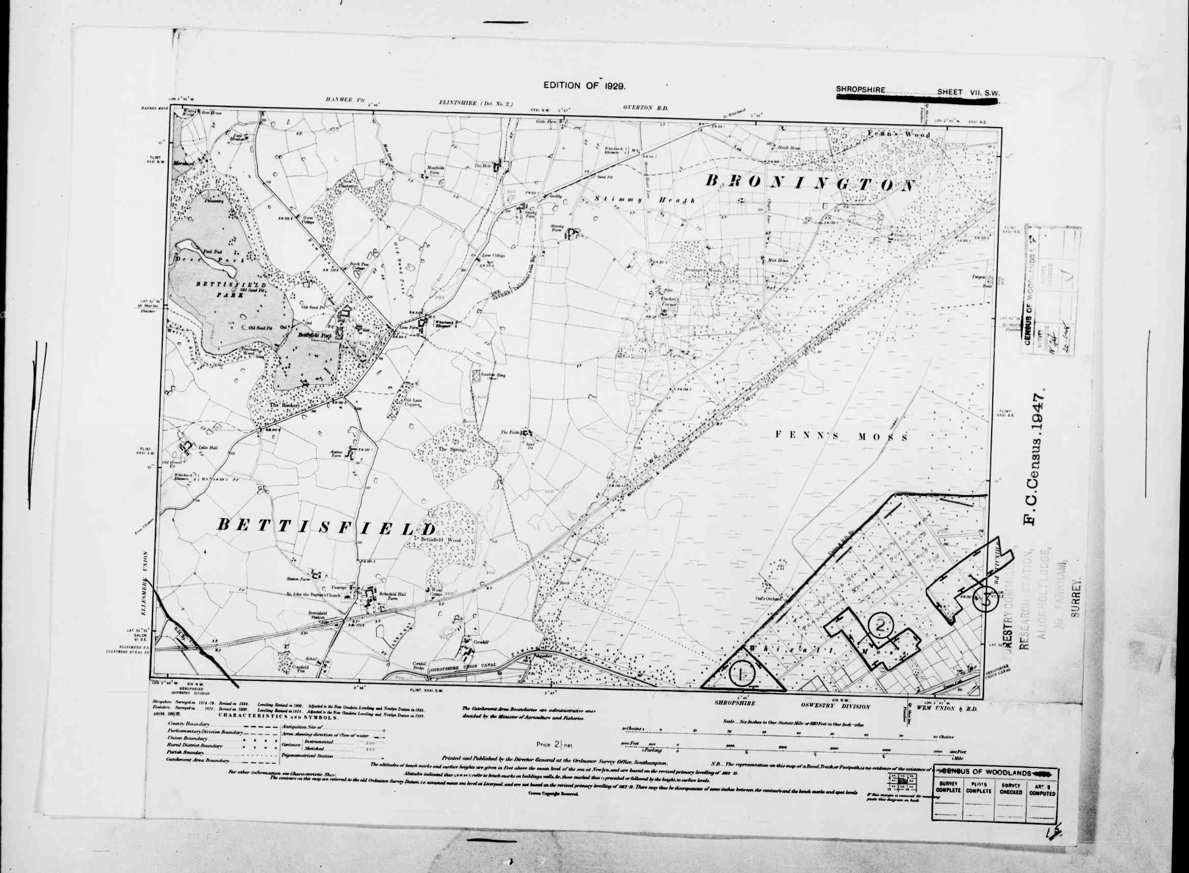 Detailed Old Map of shropshire Ordnance Survey (OS) Map Sheet 7 SW ...