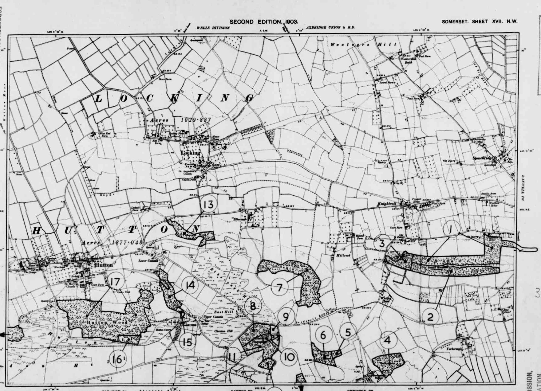 Detailed Old Map of somerset Ordnance Survey (OS) Map Sheet 17 NW ...