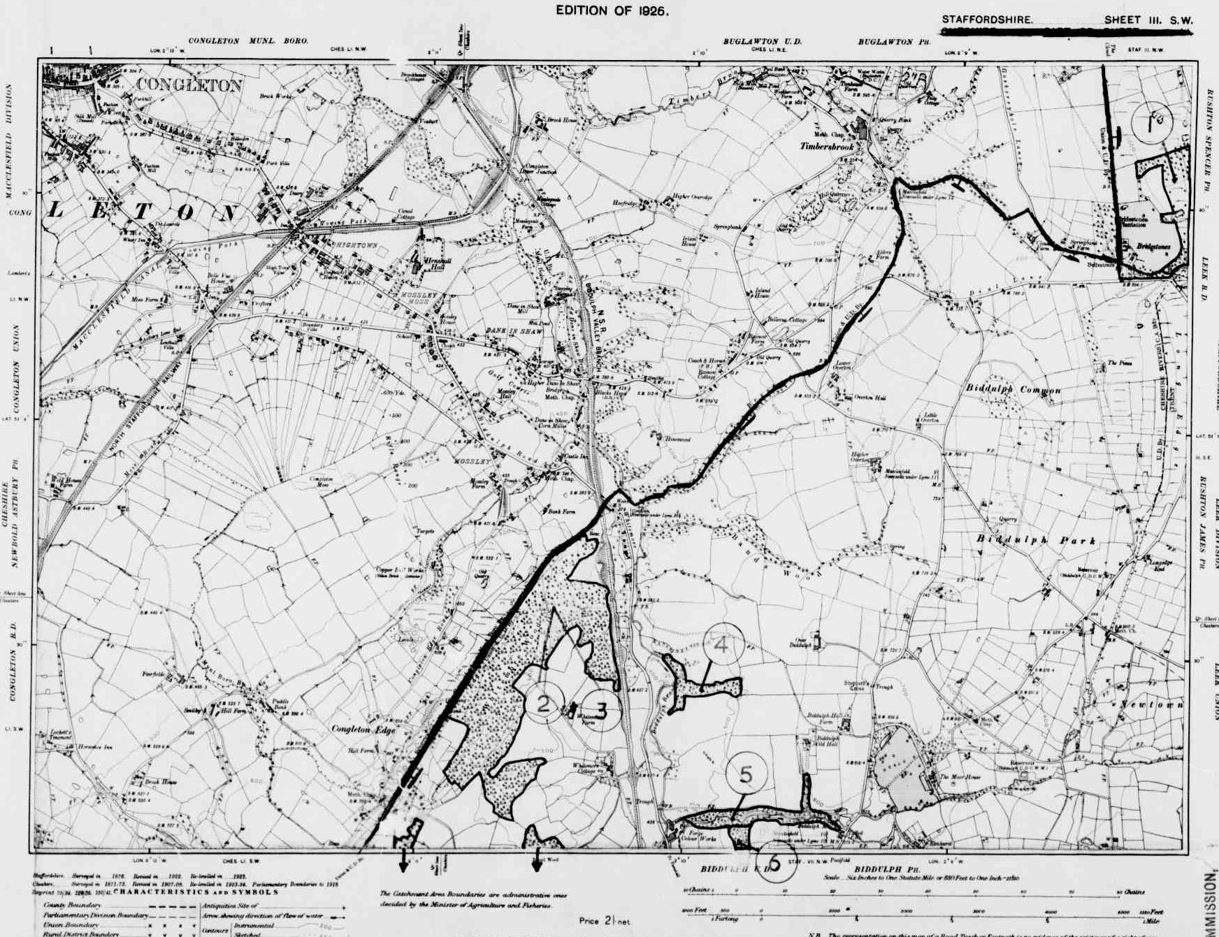 Detailed Old Map of staffordshire Ordnance Survey (OS) Map Sheet 3 SW ...