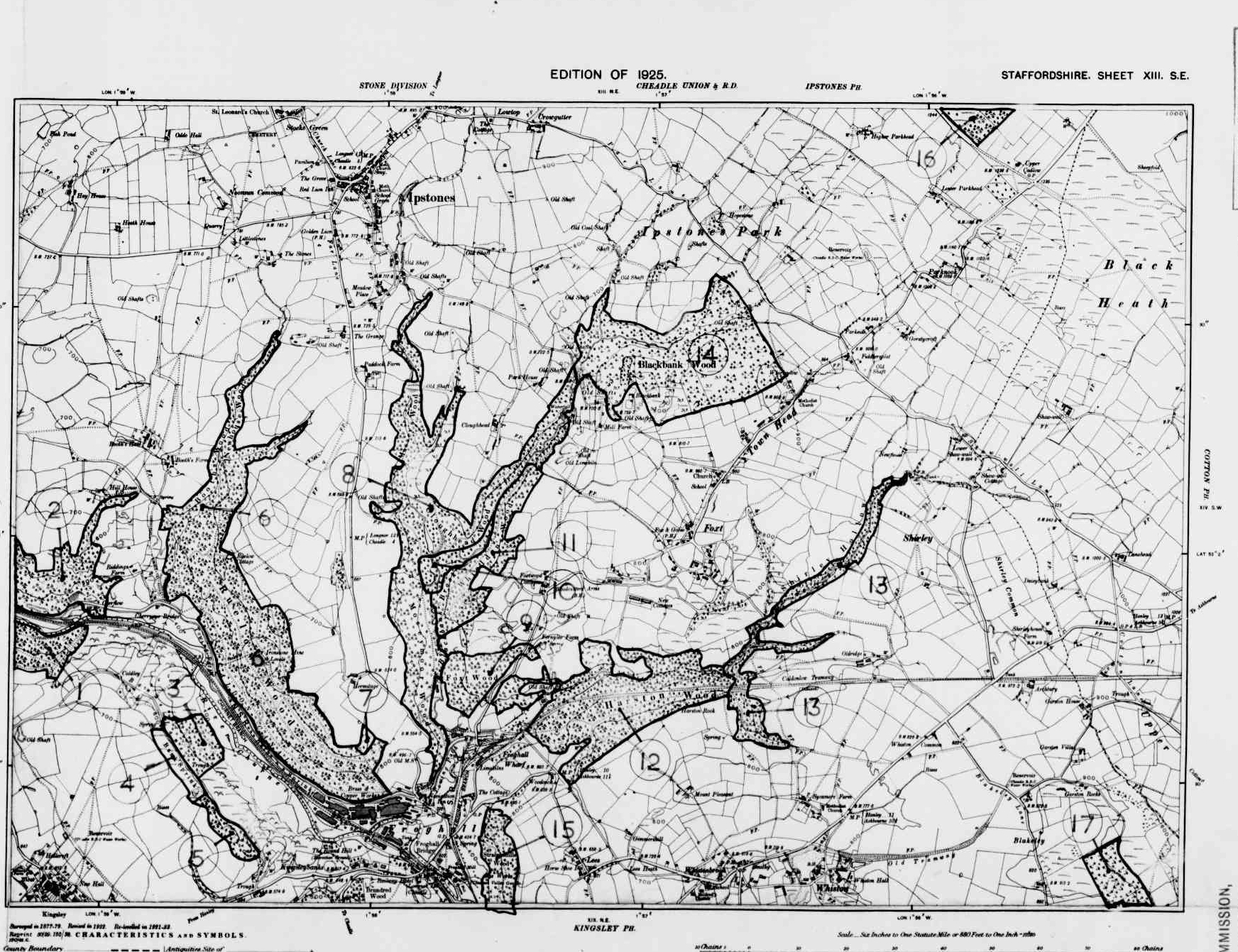 Detailed Old Map of staffordshire Ordnance Survey (OS) Map Sheet 13 SE ...