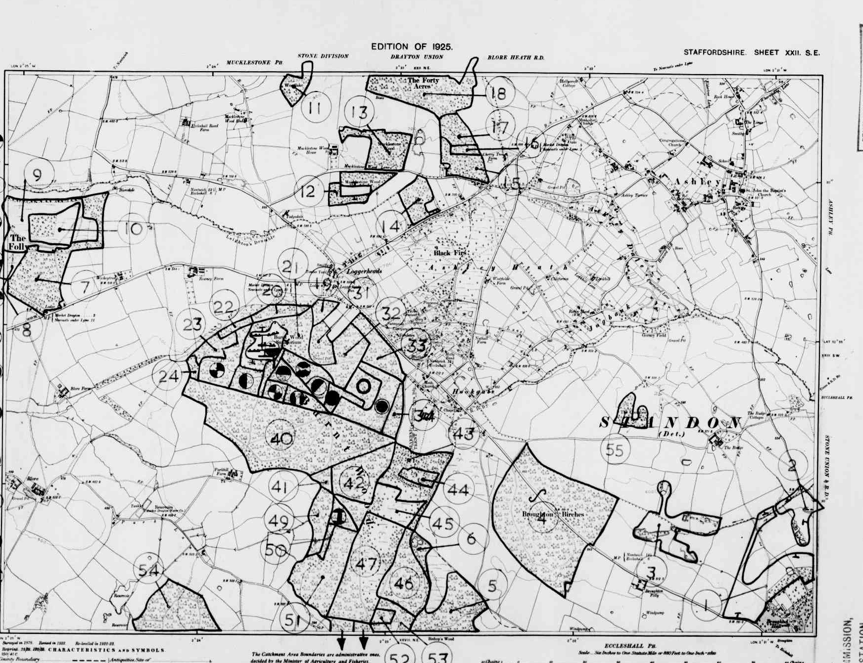 Detailed Old Map of staffordshire Ordnance Survey (OS) Map Sheet 22 SE ...