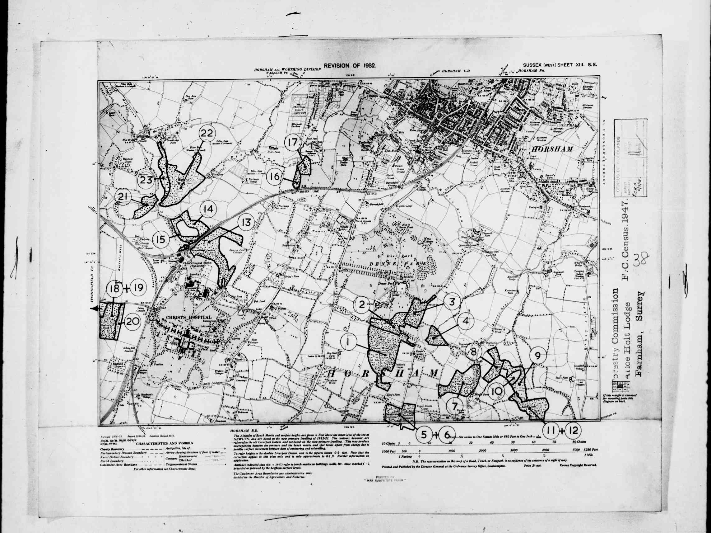 Detailed Old Map of sussex Ordnance Survey (OS) Map Sheet 13 SE (Sheet ...