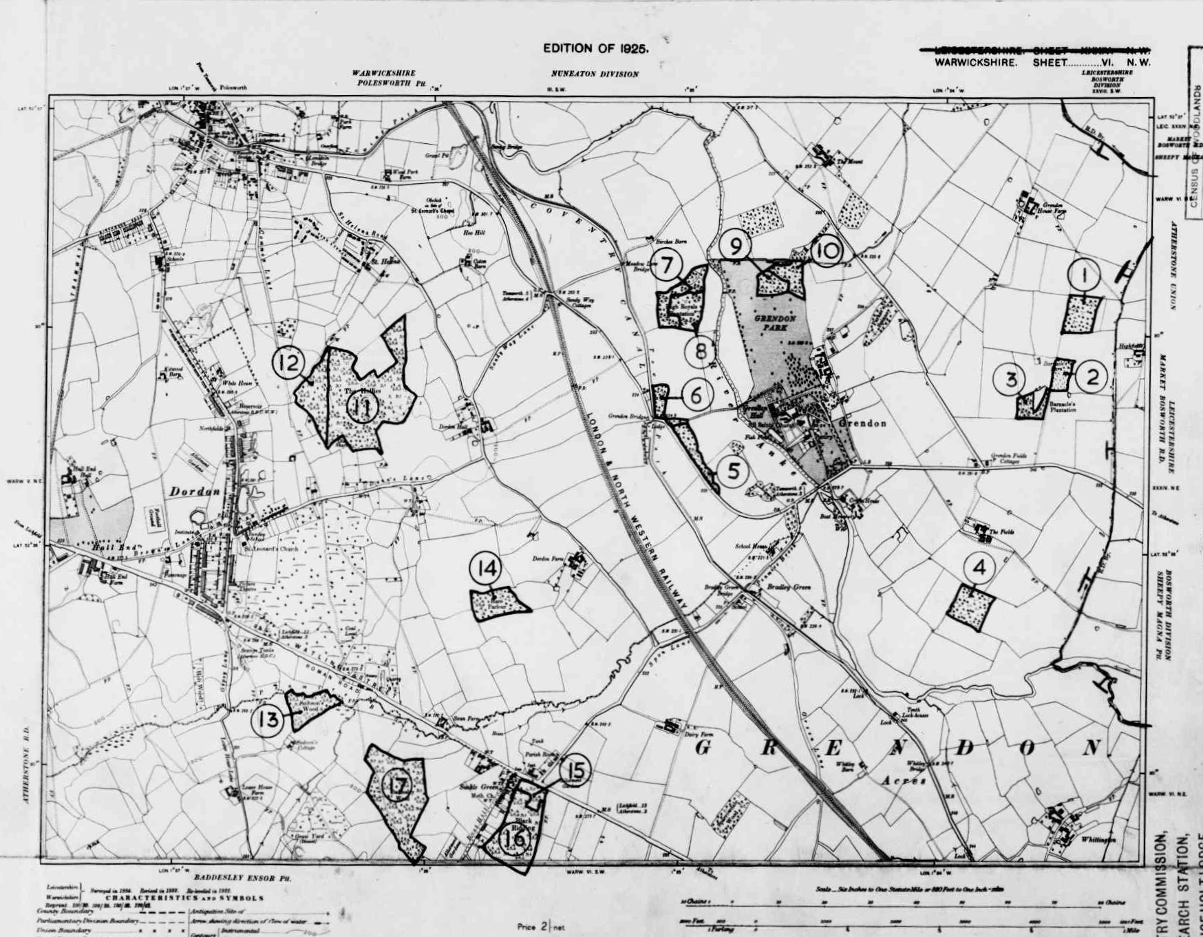 Detailed Old Map of warwickshire Ordnance Survey (OS) Map Sheet 6 NW ...