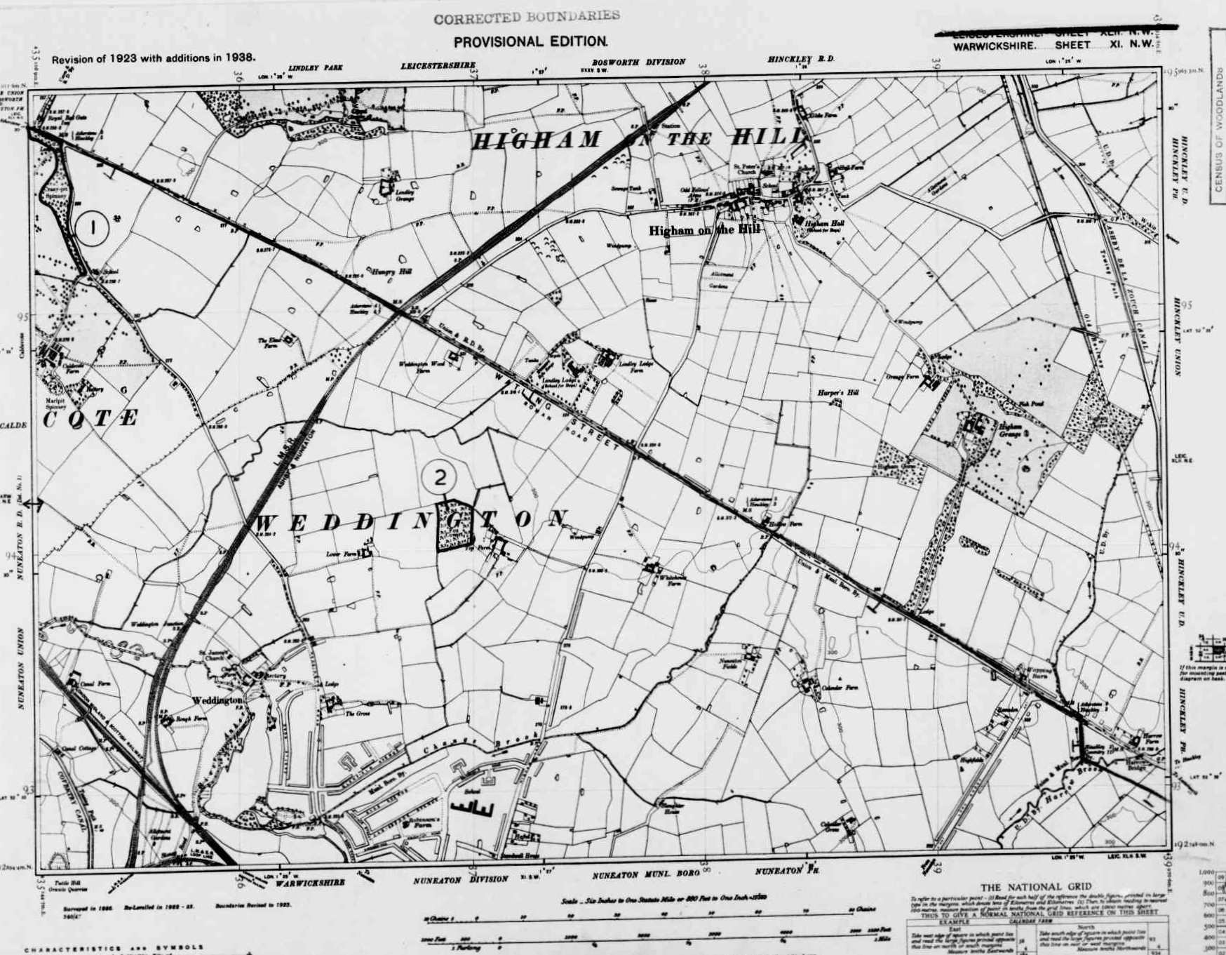 Detailed Old Map of warwickshire Ordnance Survey (OS) Map Sheet 11 NW ...