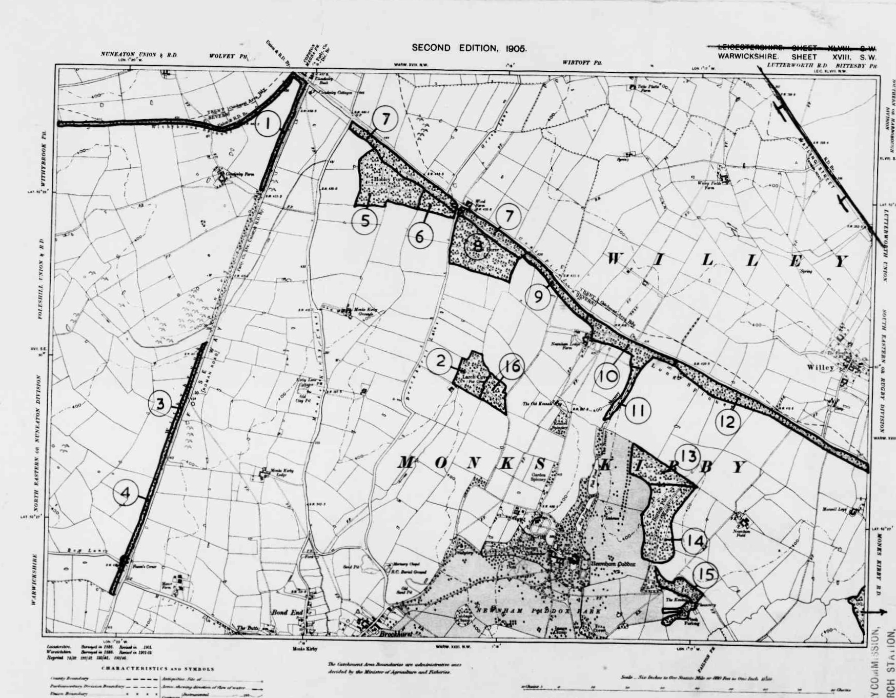 Detailed Old Map of warwickshire Ordnance Survey (OS) Map Sheet 18 SW ...