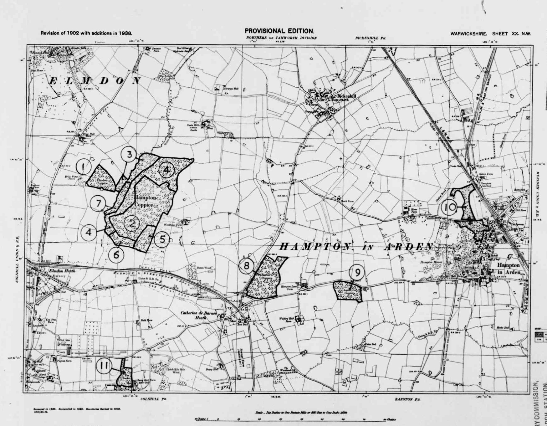 Detailed Old Map of warwickshire Ordnance Survey (OS) Map Sheet 20 NW ...
