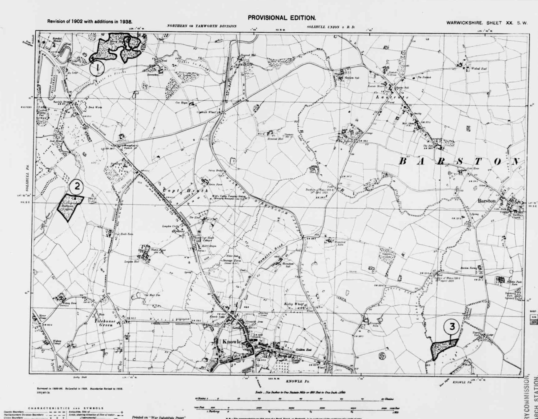 Detailed Old Map of warwickshire Ordnance Survey (OS) Map Sheet 20 SW ...