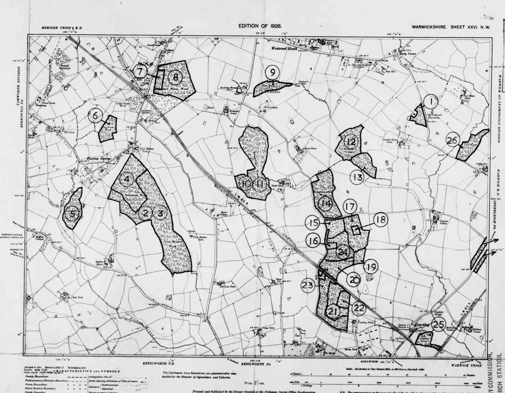 Detailed Old Map of warwickshire Ordnance Survey (OS) Map Sheet 26 NW ...