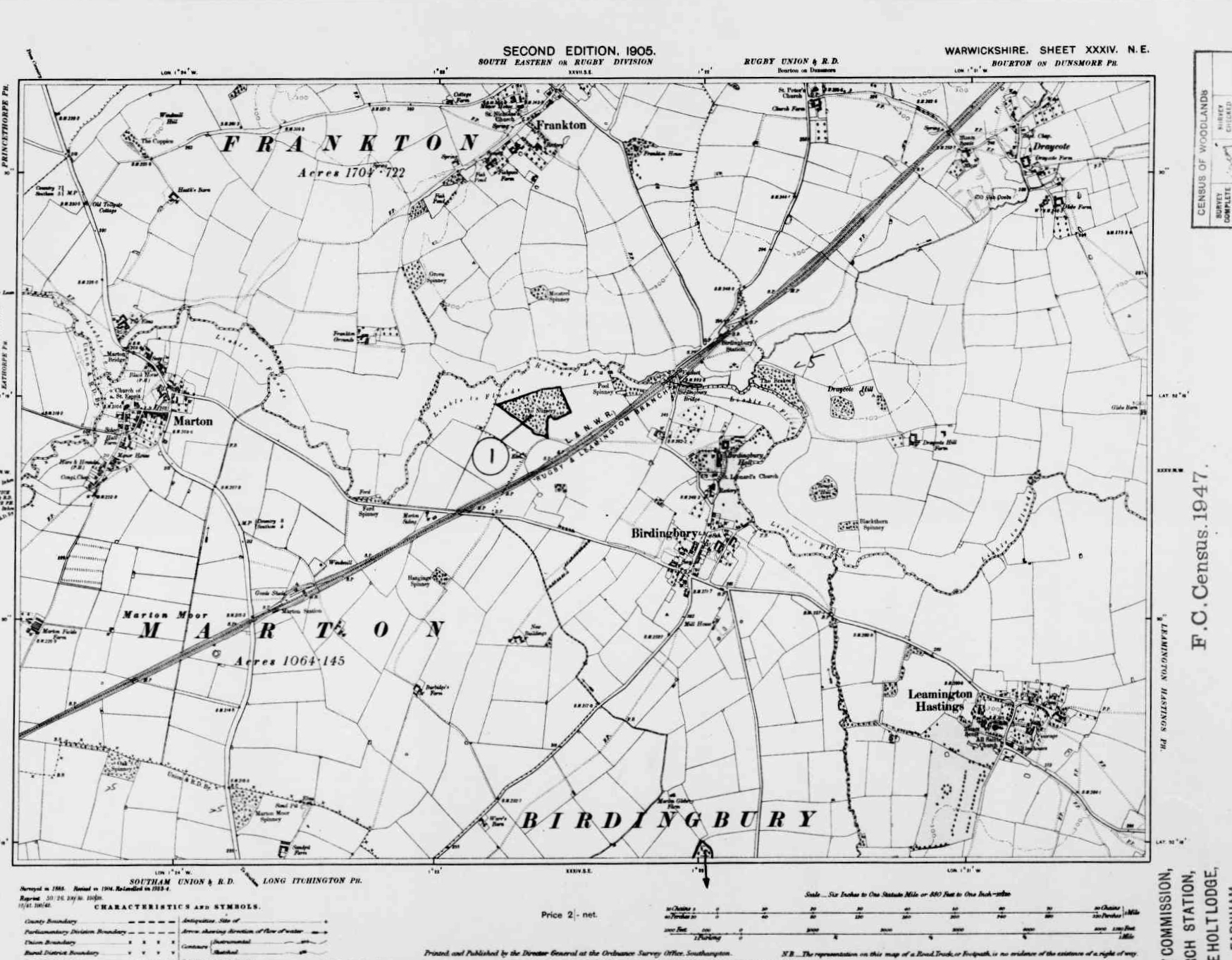 Detailed Old Map of warwickshire Ordnance Survey (OS) Map Sheet 34 NE ...
