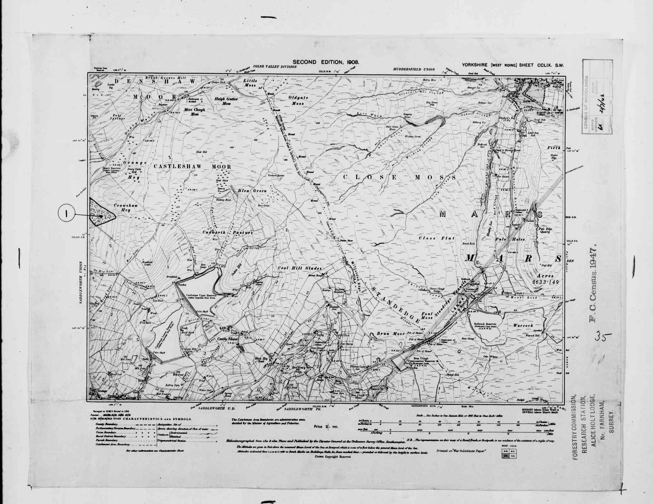 Detailed Old Map of yorkshire_west Ordnance Survey (OS) Map Sheet 259 ...